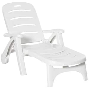 Zeus & Ruta 1-Piece White Plastic Outdoor Chaise Lounge Pool Lounge ...