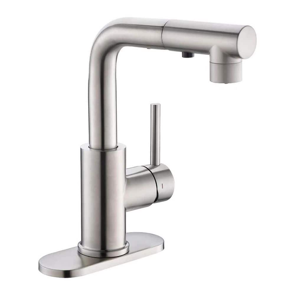 Anqtovp Kitchen Faucet with Pull Out Sprayer in Brushed Nickel 3 Hole ...