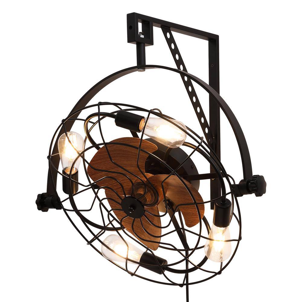 Pacific Core 20 in. Indoor 6 Fan Speeds Wall Fan in Black with Lights ...