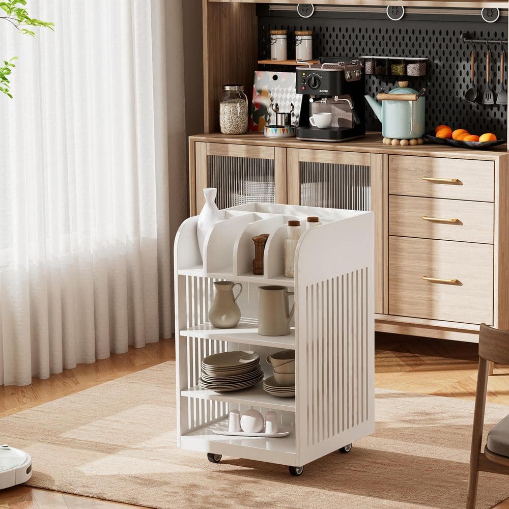 ANTFURN White Kitchen Cart with Shelf;Spice Rack;Wheels HDYX639051 ...