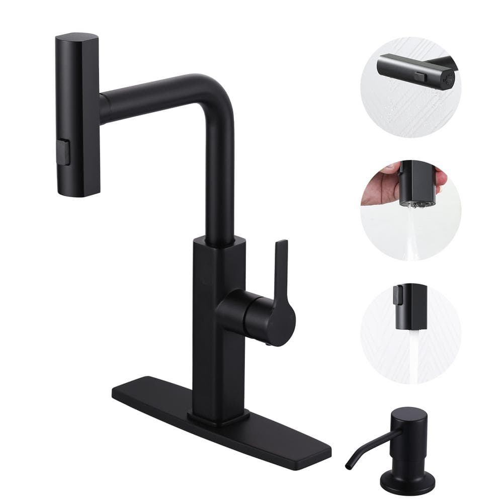 ARCORA Waterfall 3-Mode Single Handle Pull Down Sprayer Kitchen Faucet ...