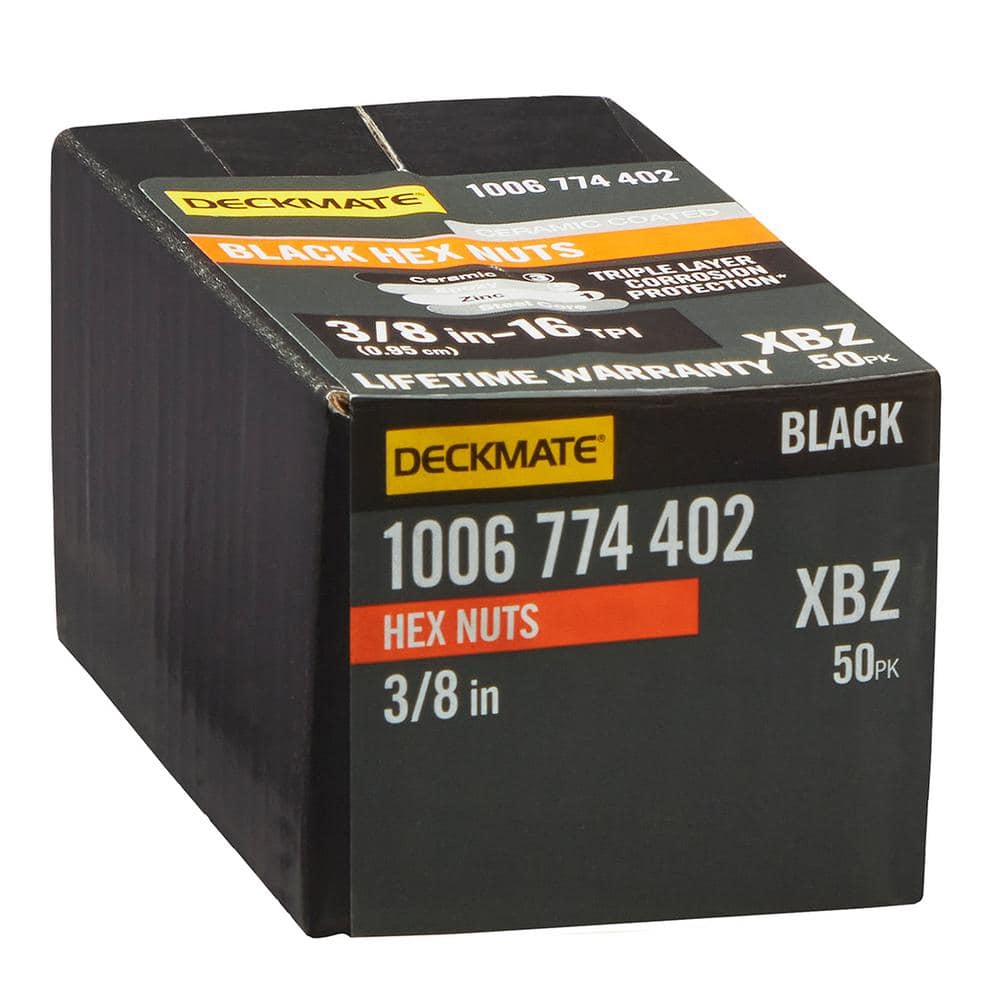 DECKMATE 3/8 in. -16 Black Deck Bolt Exterior Hex Nut (50-Pack) 815010 ...
