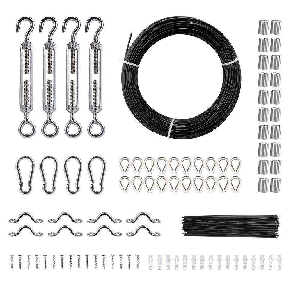 iminuo 164 ft. Vinyl Coated Wire Rope Kit, 3/32 Cable Through 1/16 ...