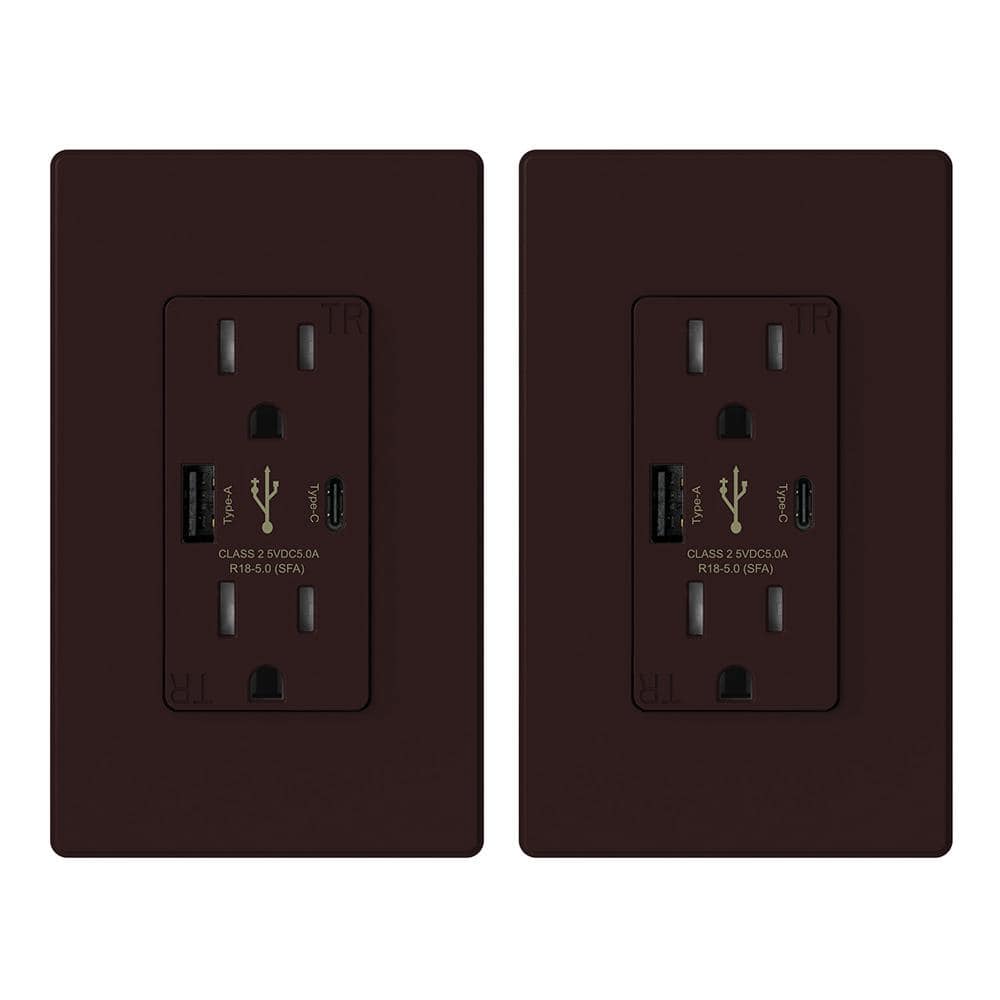 ELEGRP 25-Watt 15 Amp Type C and Type A USB Duplex Outlet, Smart Chip ...