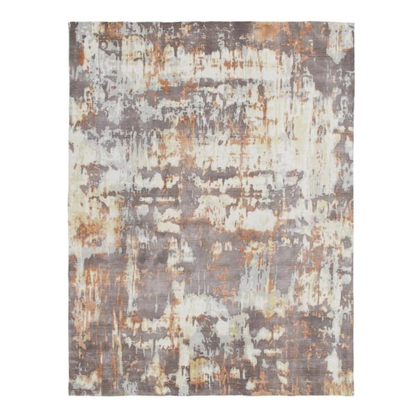 HomeRoots Brown 6 ft. x 9 ft. Abstract Area Rug 2000550068 - The Home Depot