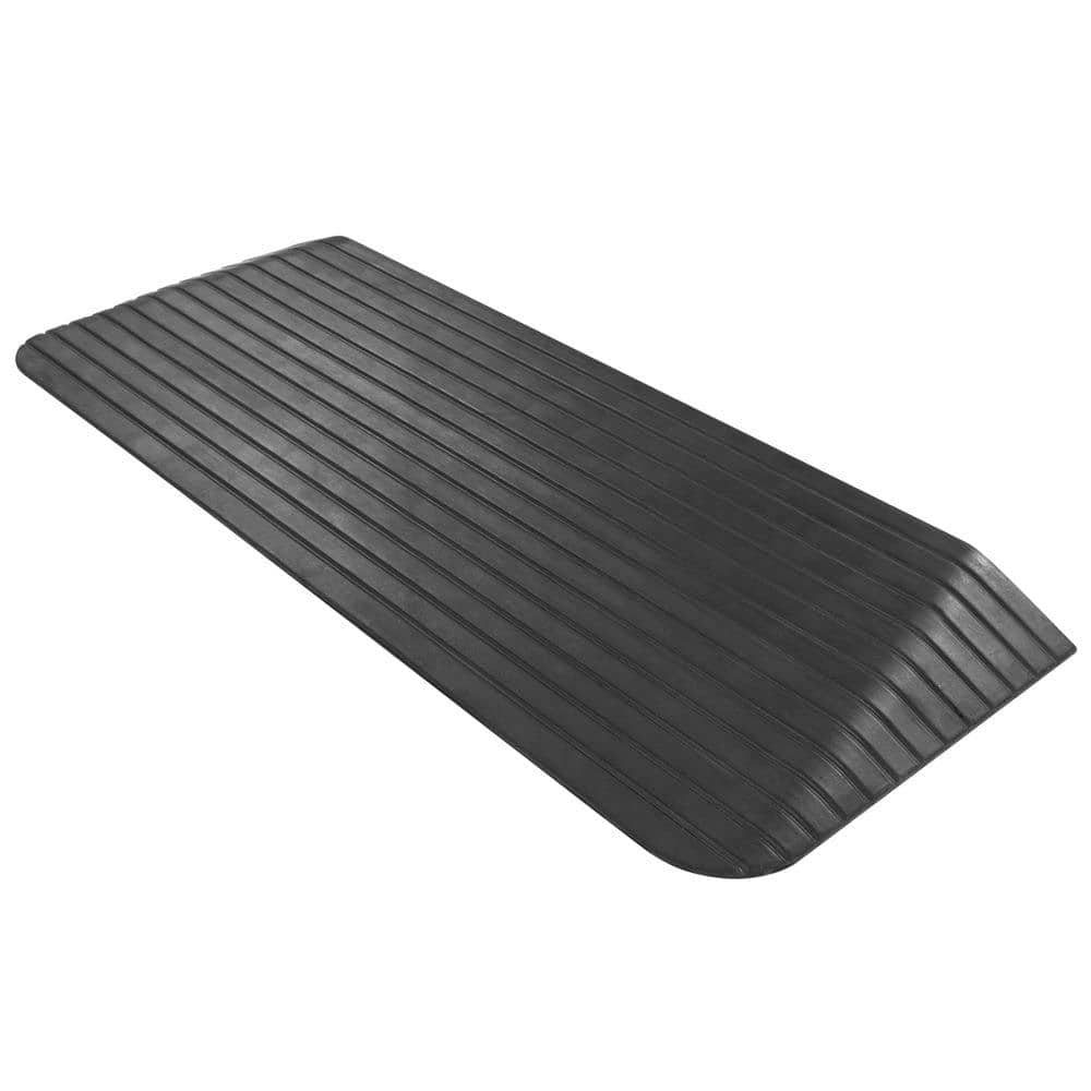Angel Sar 16 in. x 43.3 in. x 2 in. Black Spring Solid Rubber Threshold ...