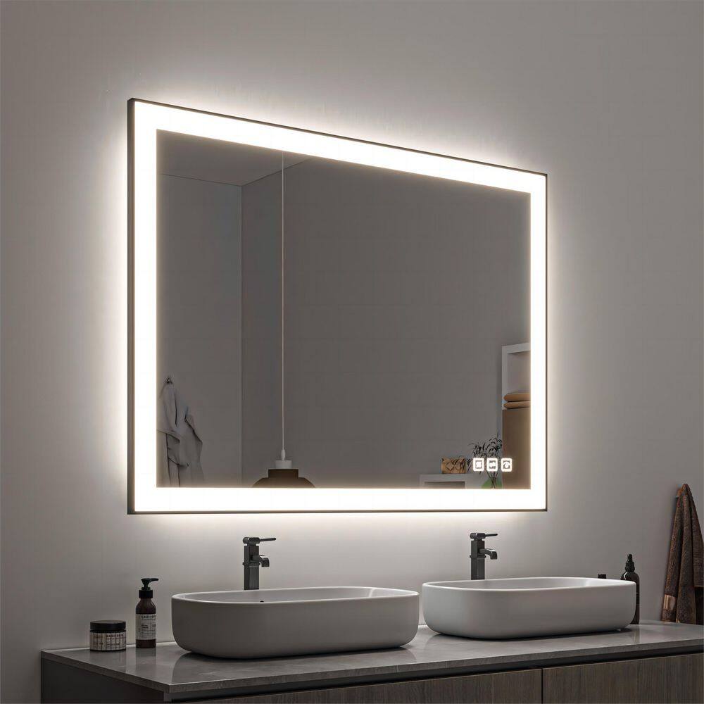 ORGANNICE 48 in. W x 30 in. H Rectangular Framed LED Anti-Fog Wall ...