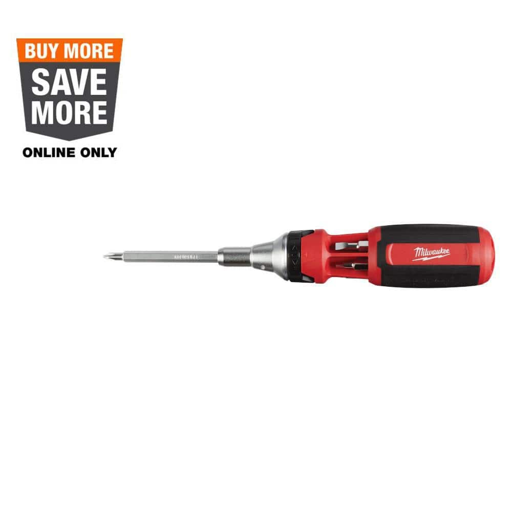Milwaukee 9-in-1 Square Drive Ratcheting Multi-Bit Screwdriver 48-22 ...