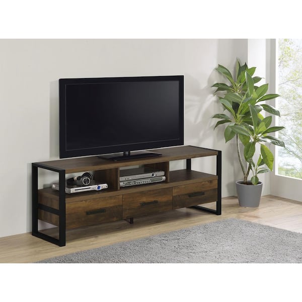 Coaster James Dark Pine and Black TV Stand with 3-drawers Fits TV's up ...