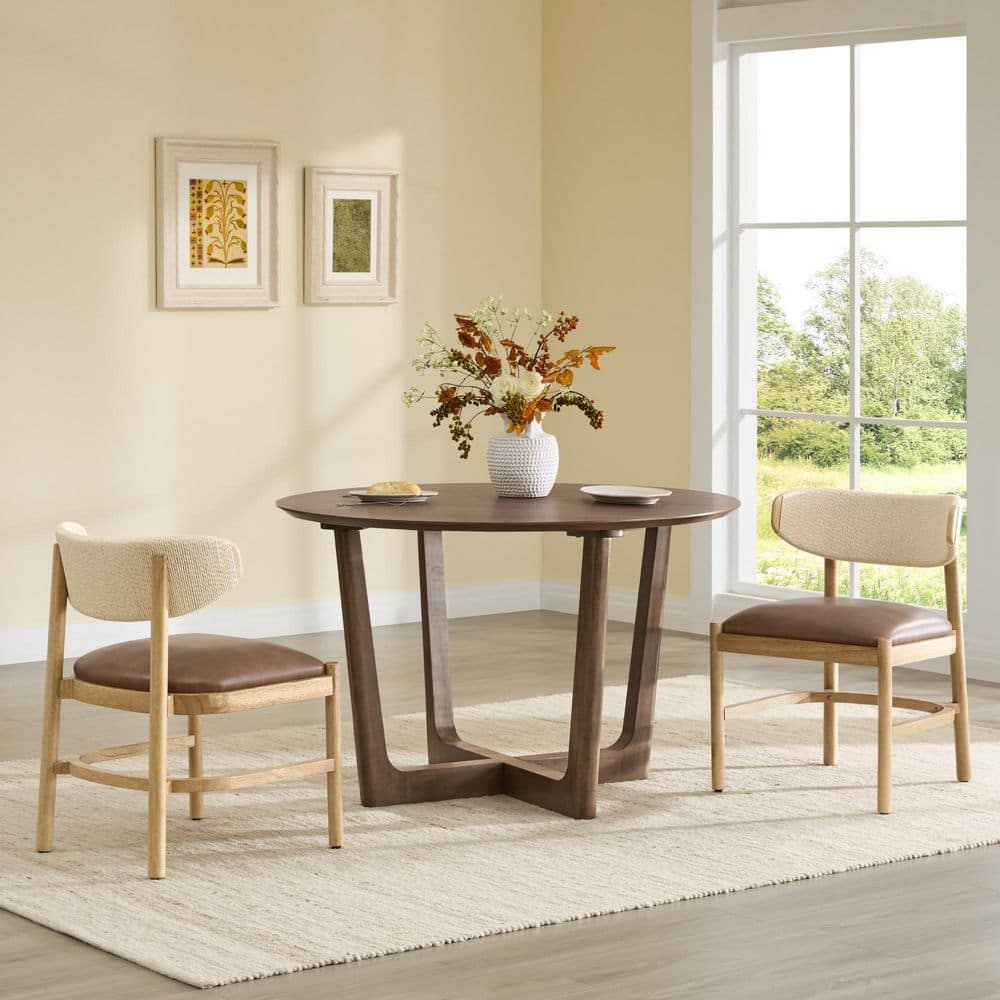 Spruce & Spring Grady Saddle Brown Natural Faux Leather Upholstery ...