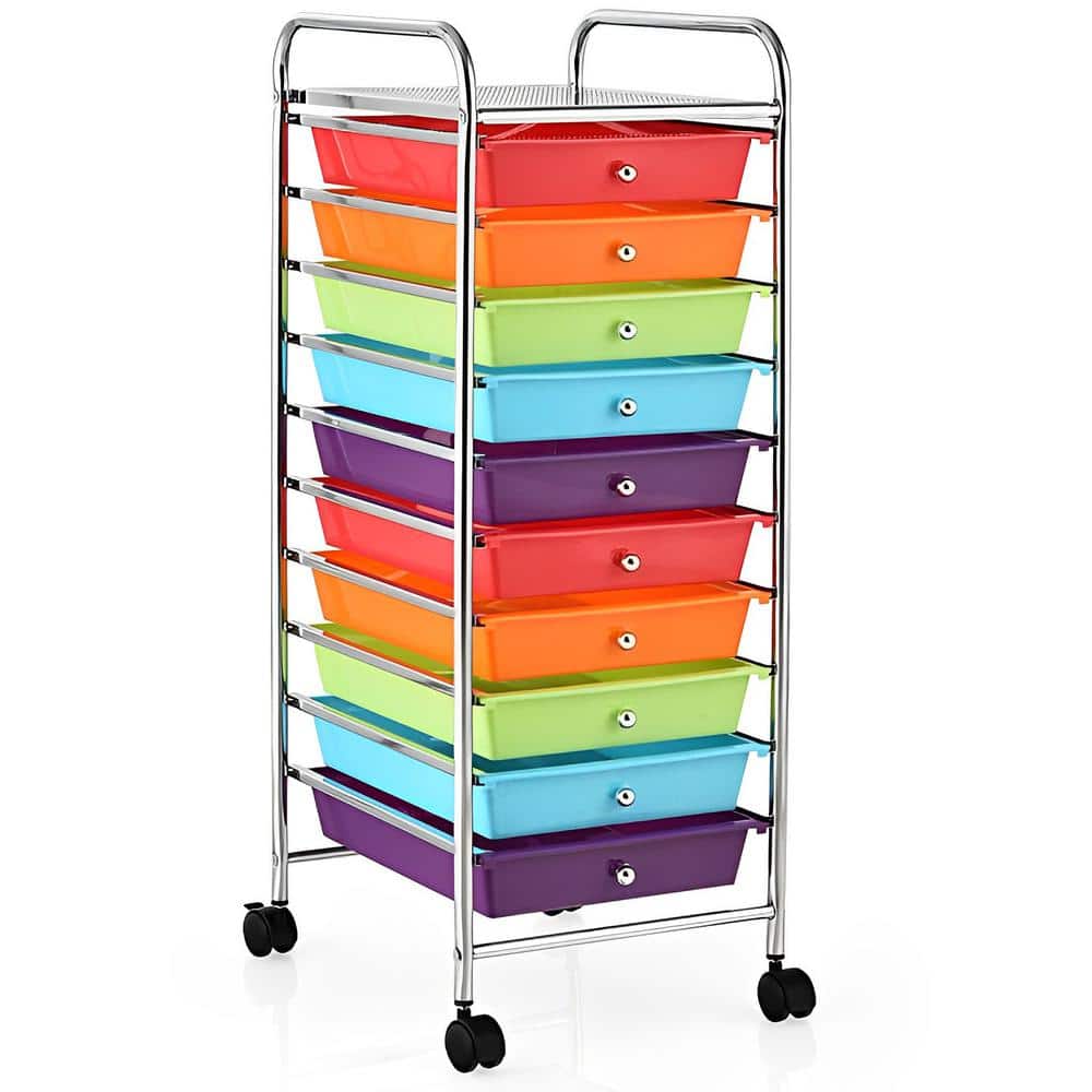 Bunpeony 10-Tier Multicolor Rolling Storage Cart Organizer Steel ...