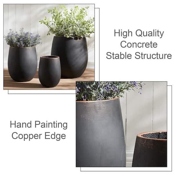 EDYO LIVING 20 in. H Weathered Concrete Tall Planter Pot EDYO LIVING 20 in. H Weathered Concrete Tall Planter Pot