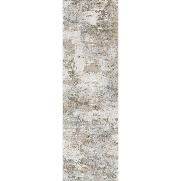 HaiiMeid Dawn Brown 2 ft. x 8 ft. Washable Modern Abstract Runner Rug ...