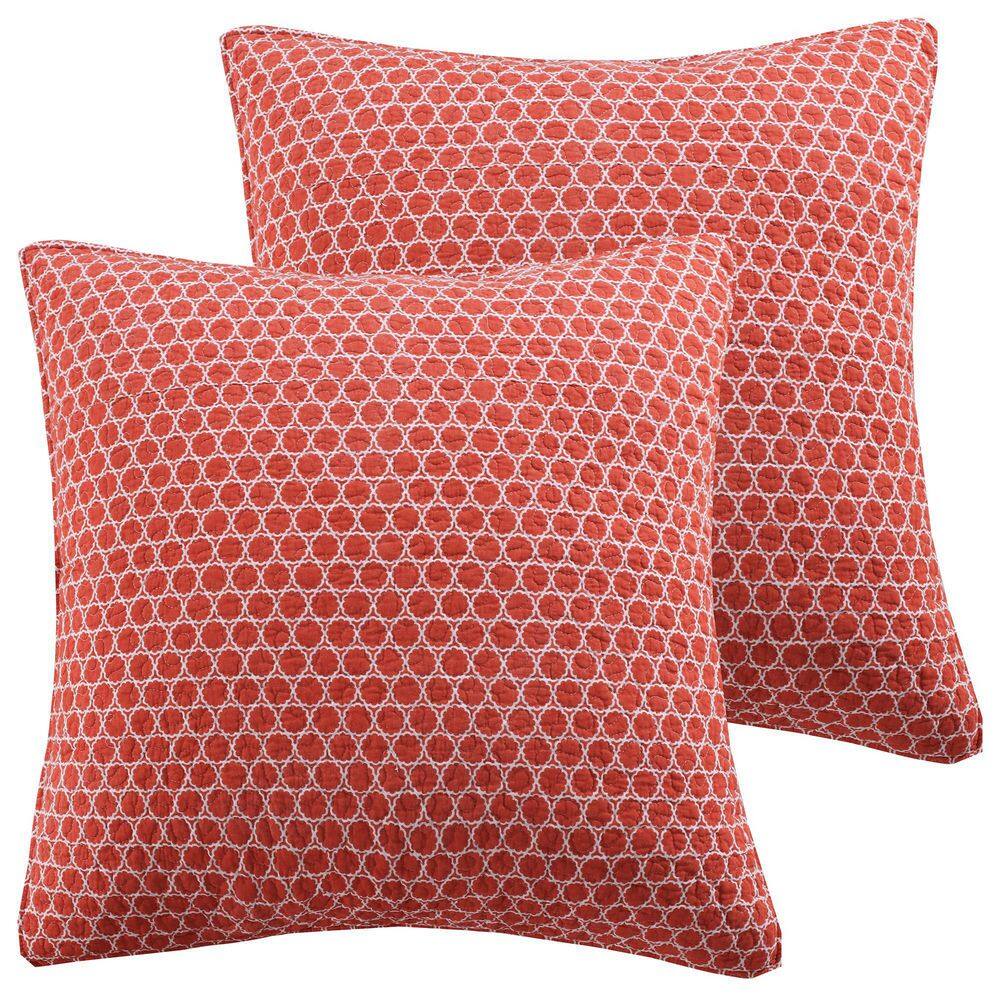 LEVTEX HOME Clementine Orange Geometric Quilted Cotton Euro Sham (Set ...