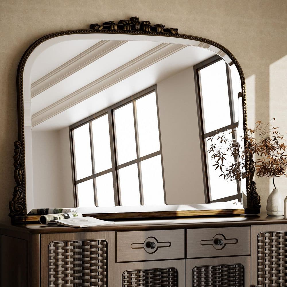 XRAMFY Antique Bronze 44 in. W x 32 in. H Arched Polyurethane Framed ...