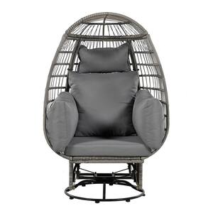 Gray All-Weather Wicker Outdoor Egg Lounge Chair Patio Standing Egg ...