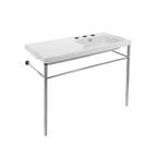 Kingston Brass Console Table Combo in White with Metal Legs in Brushed ...