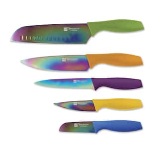 Tomodachi Rainbow Black - 12 Piece Titanium Knife Set with Matching ...