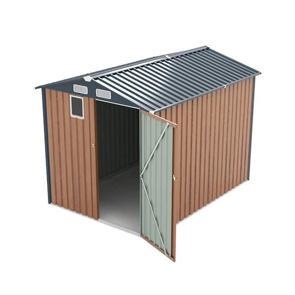 6 ft. W x 8 ft. D Metal Garden Sheds Outdoor Storage Shed with Window ...