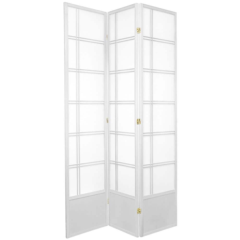 Oriental Furniture 7 ft. White 3-Panel Room Divider 84-DC-WHT-3P - The ...
