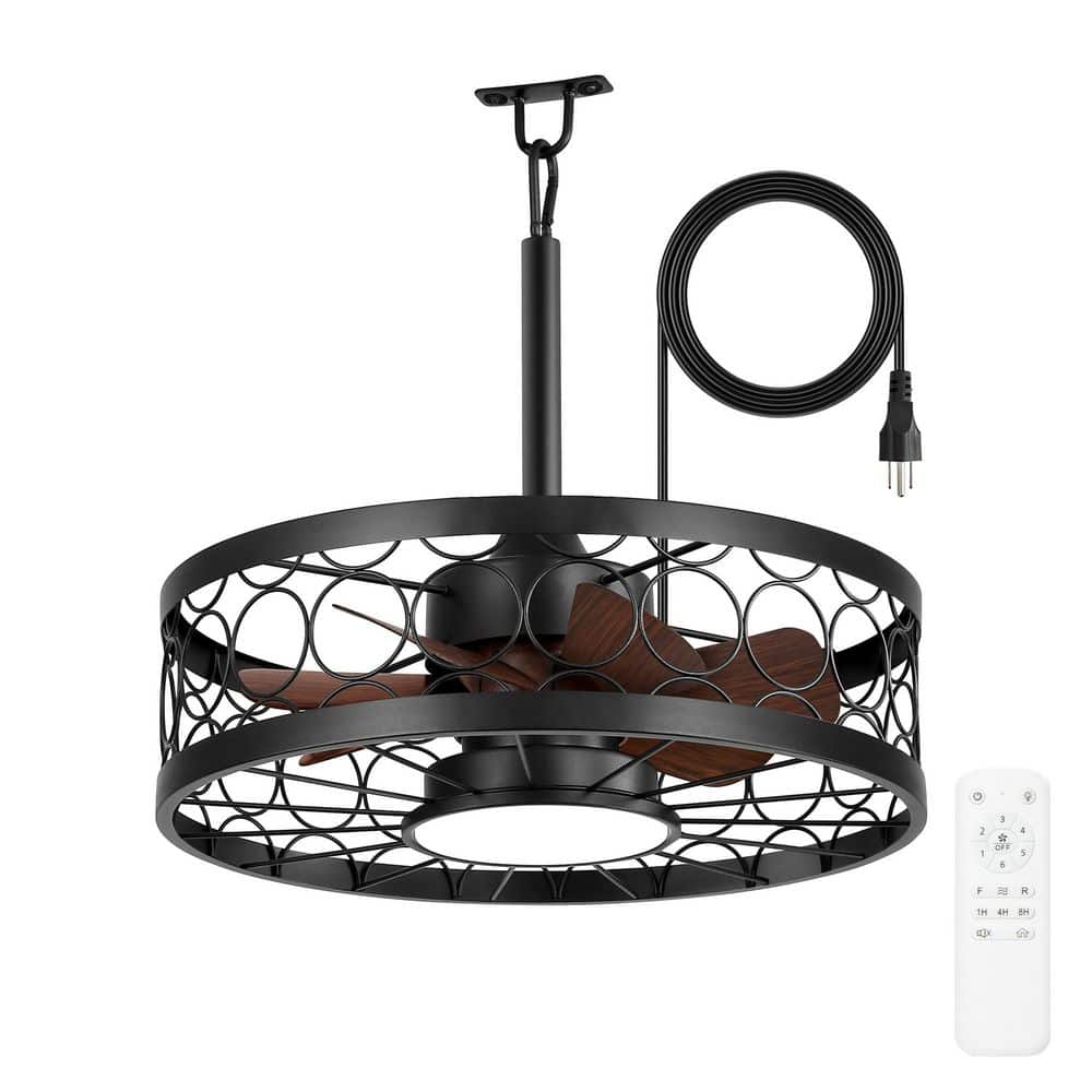 MOKSILED 20 in. Indoor/Outdoor Brown 3-Color LED 6-Speed IP65 ...