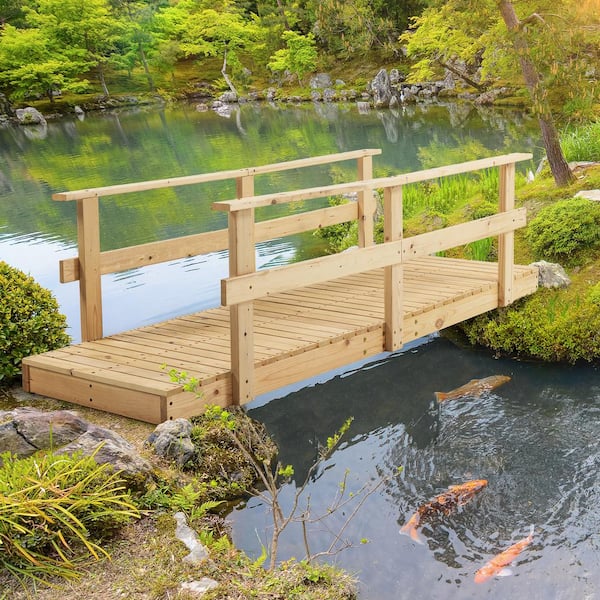 Wooden Garden Bridges COSTWAY Holzbrücke Holzbrücke Mit Geländer