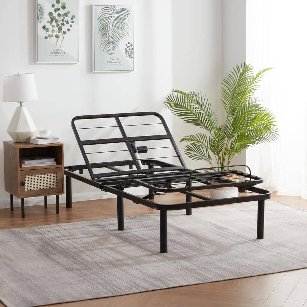 HEARTH & HARBOR Twin XL Size Black Basic Adjustable Bed Base with ...