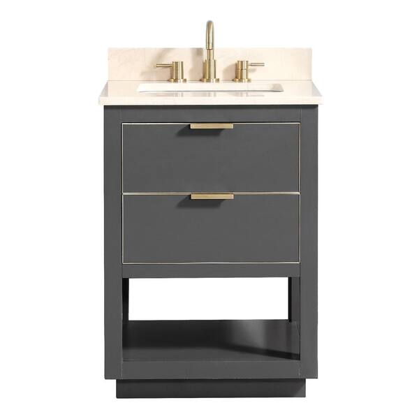 Avanity Allie 25 in. W x 22 in. D Bath Vanity in Gray with Gold Trim ...
