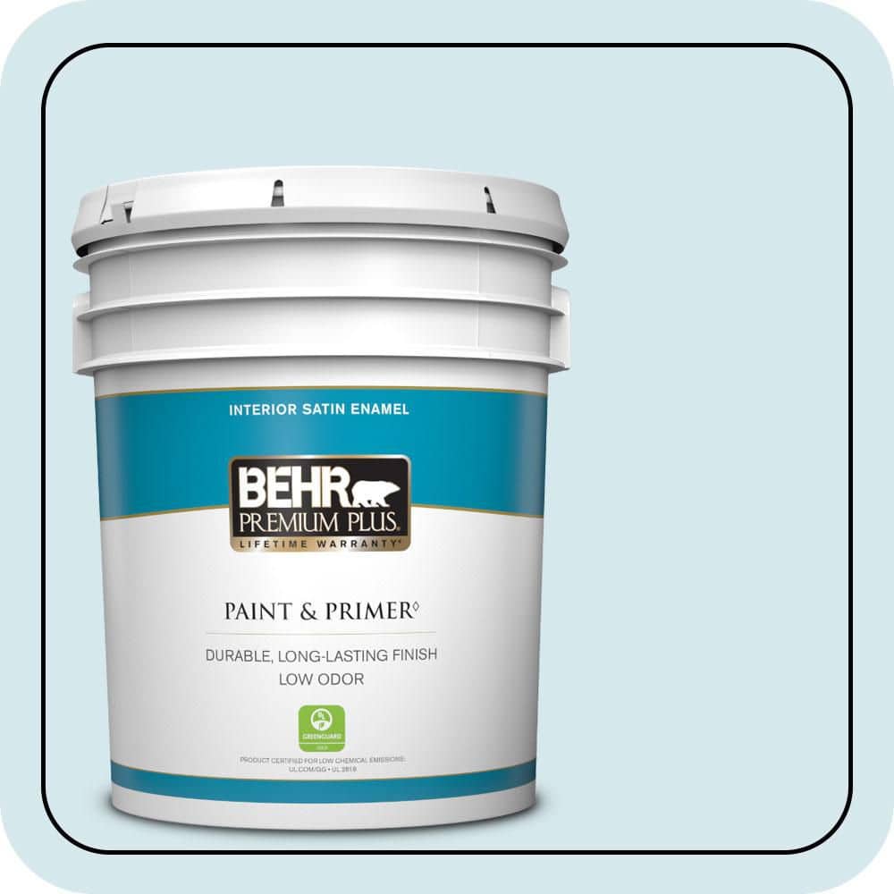 BEHR PREMIUM PLUS 5 gal. #S490-1 Permafrost Satin Enamel Low Odor ...