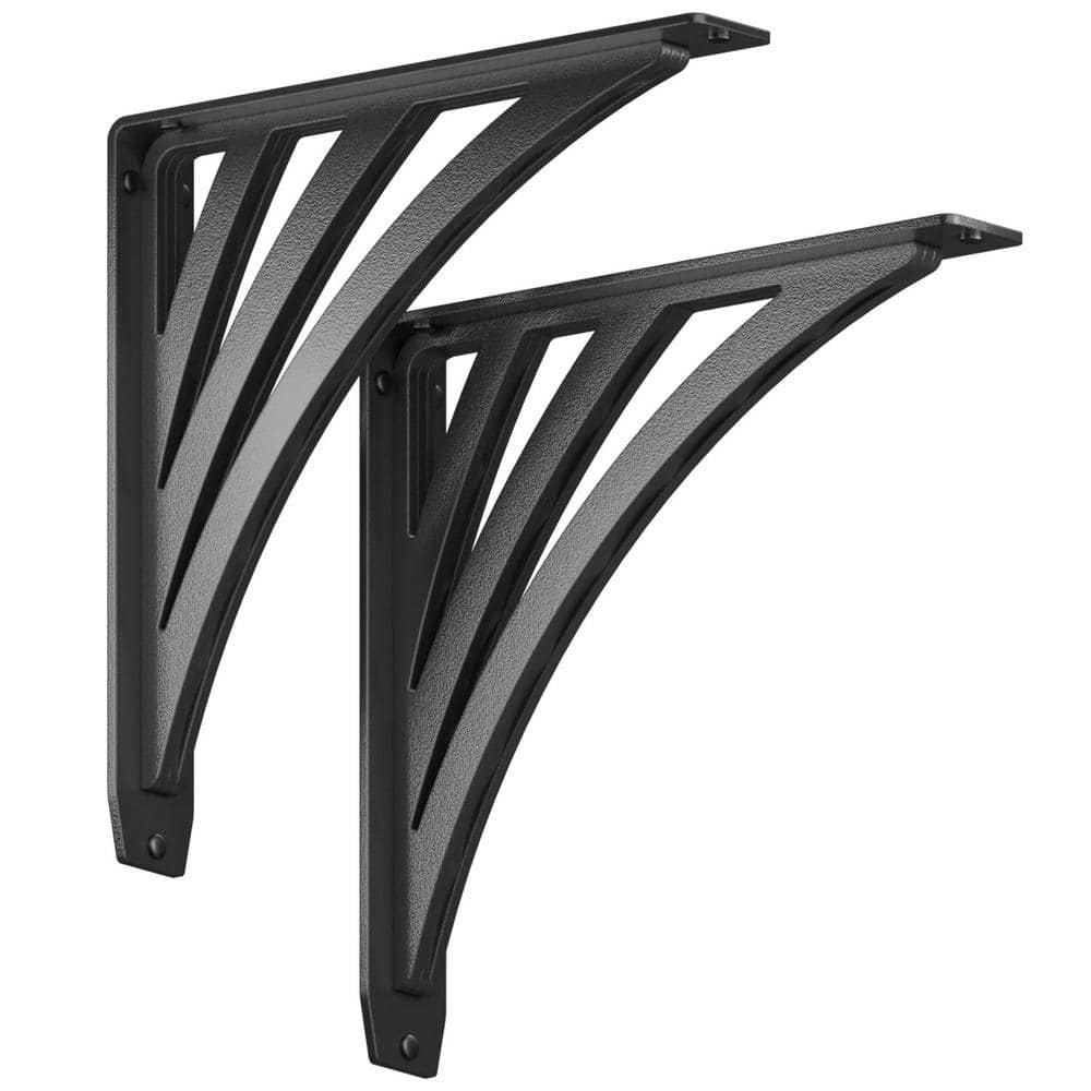 Starby Ravenel Designer 12 in. L Black Iron Heavy Duty Shelf Bracket (2 ...