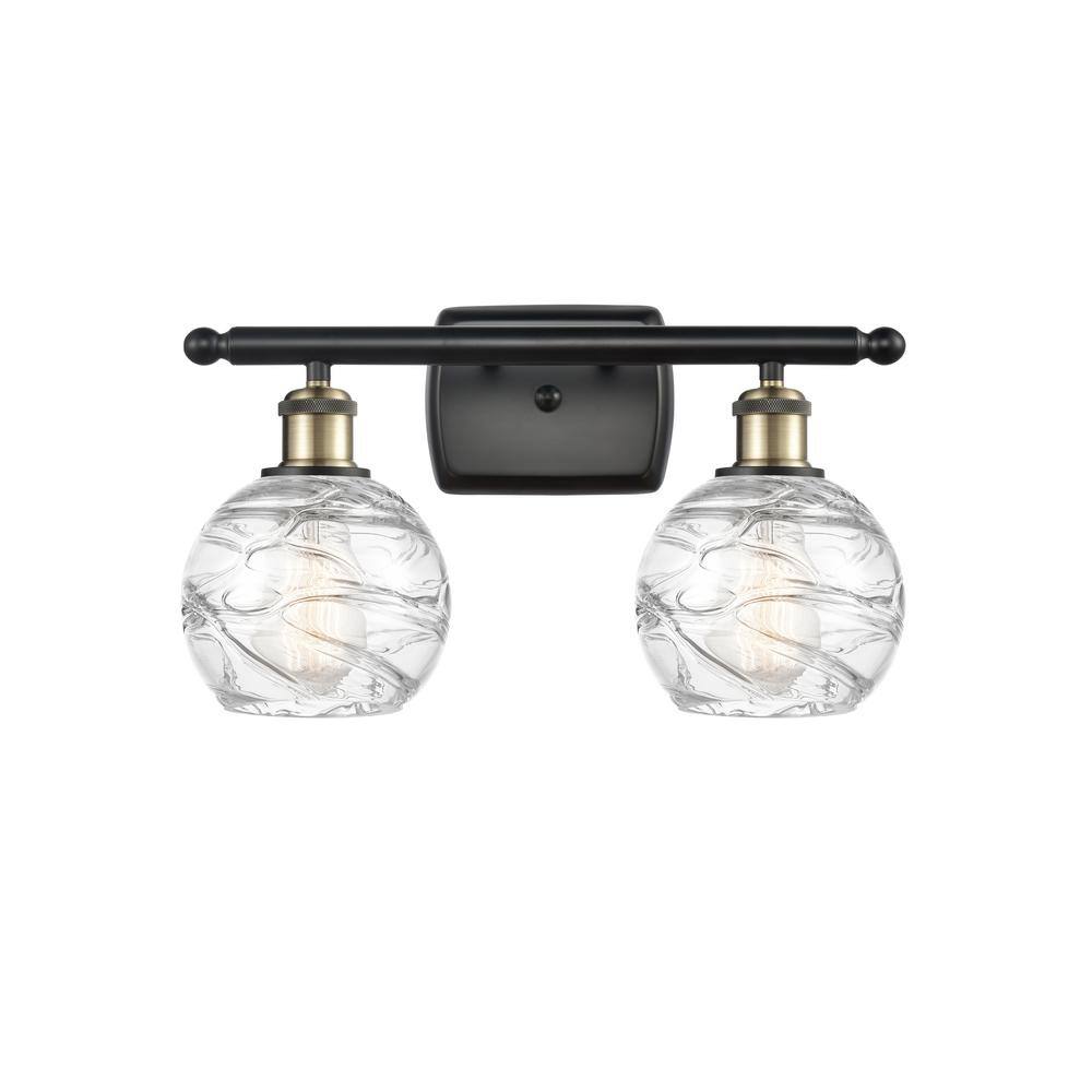 Innovations Athens Deco Swirl 16 in. 2 Light Clear Deco Swirl, Black ...