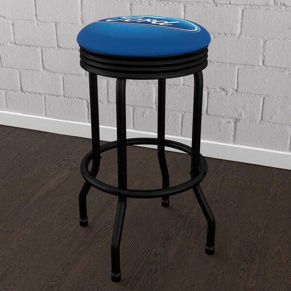 Ford Logo 29 in. Blue Backless Metal Bar Stool with Vinyl Seat FD3-HD ...