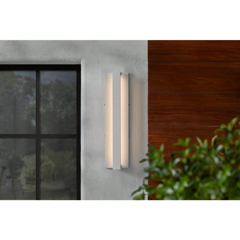 Home Decorators Collection Archer 24 in. White Integrated LED Outdoor ...