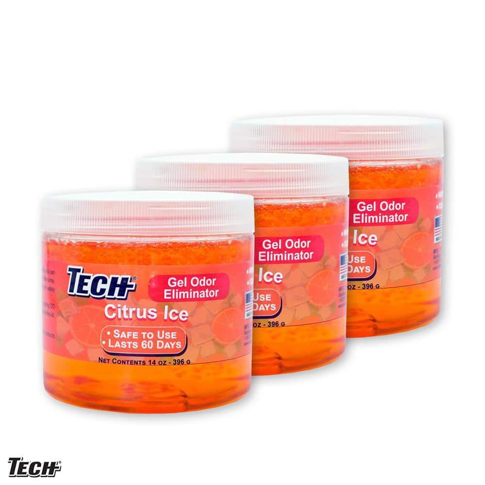 TECH 14 oz. Citrus Ice Gel Odor Eliminator for Removing Odors in the Home, Great for Bathrooms ...