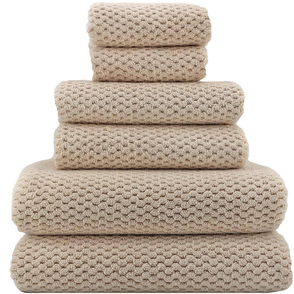 6-Piece Beige Quick Dry Super Soft Microfiber Towel Set JO57B - The ...