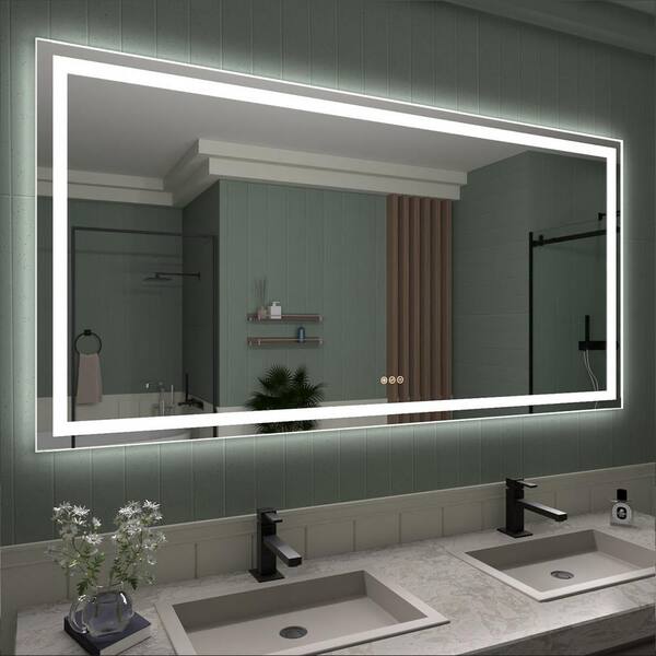 TaiMei 72 in. W x 36 in. H Rectangular Frameless LED Light Anti-Fog ...