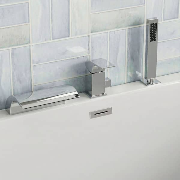 EVERSTEIN 3-Handle Tub-Mount Roman Tub Faucet with Hand Shower in ...