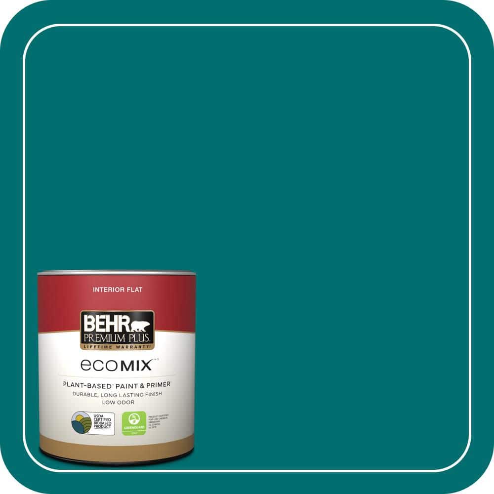 BEHR PREMIUM PLUS 1 qt. #P460-7 Caribbean Current Flat EcoMix Plant ...