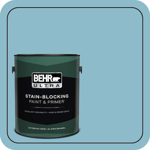 BEHR ULTRA 1 gal. #S460-3 Blue Echo Semi-Gloss Enamel Exterior Paint ...