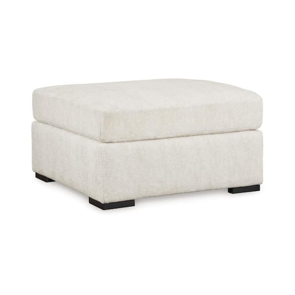 Benjara Akon Ivory and Black Polyester Square Accent Oversized Ottoman ...