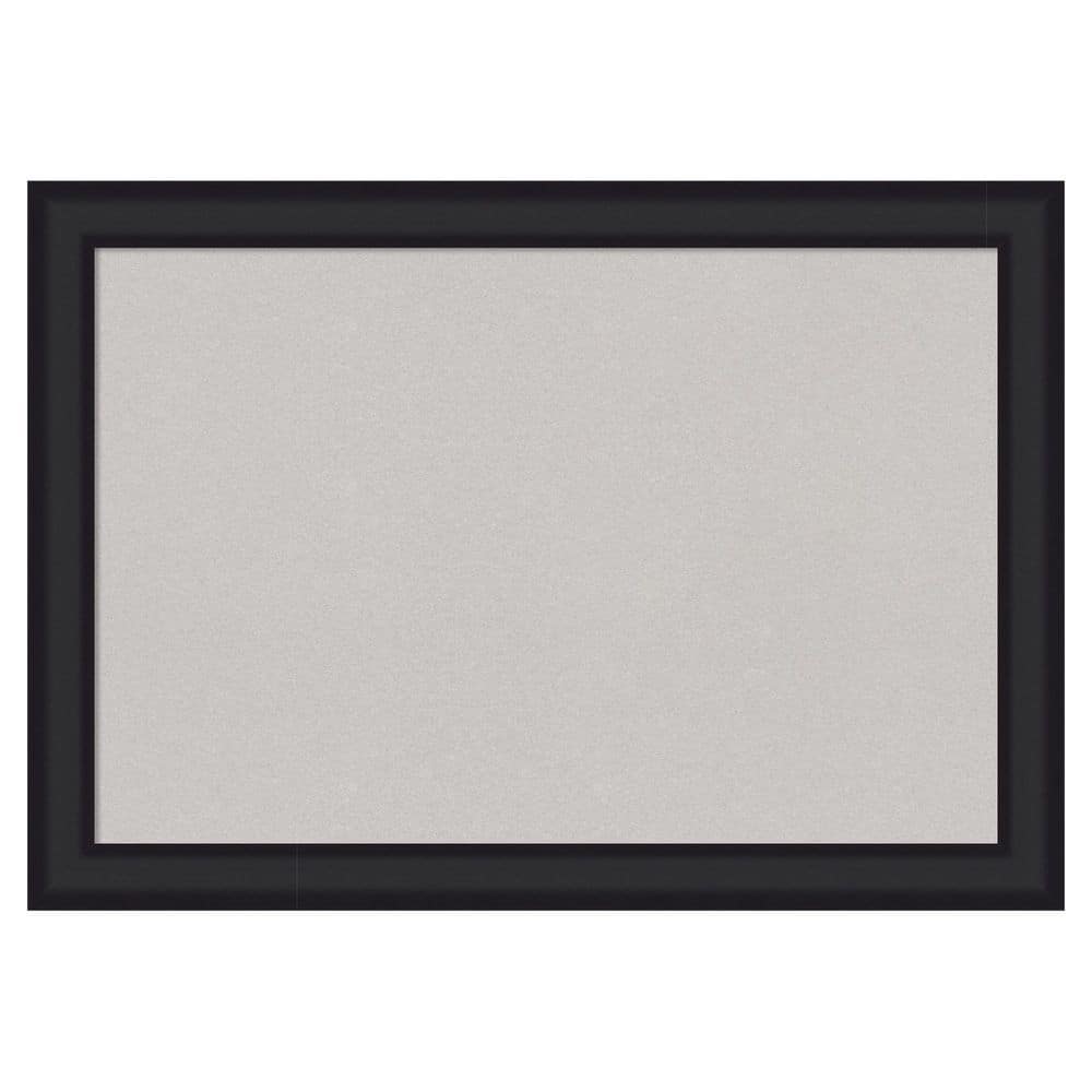 Amanti Art Oliver Black Narrow 27 in. x 19 in. Wood Framed Grey Cork ...
