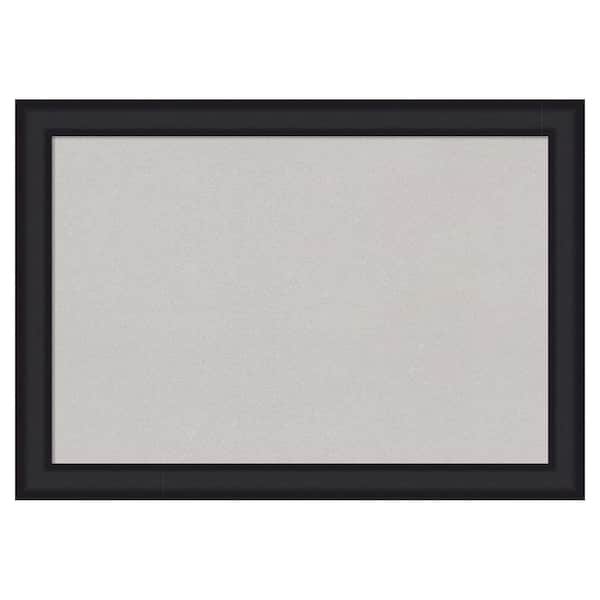 Amanti Art Oliver Black Narrow 27 in. x 19 in. Wood Framed Grey Cork ...