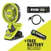 RYOBI USB Lithium Clamp Fan Kit with USB Lithium 2.0 Ah Lithium ...