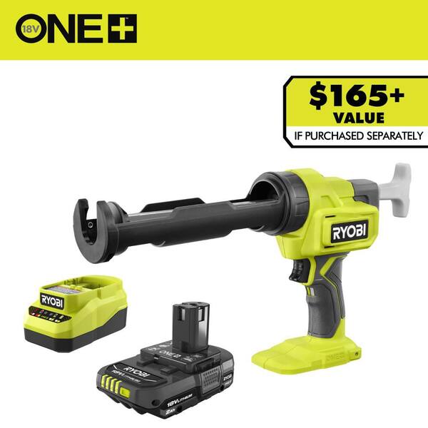 RYOBI ONE+ 18V Cordless 10 oz. Caulk & Adhesive Gun with 2.0 Ah Battery ...
