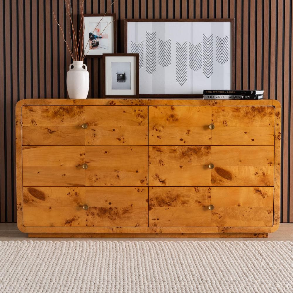 bali pari Netra Light Mappa Real Burl Wood 6 Drawer 60 in. Dresser 253 13974 HD The Home Depot