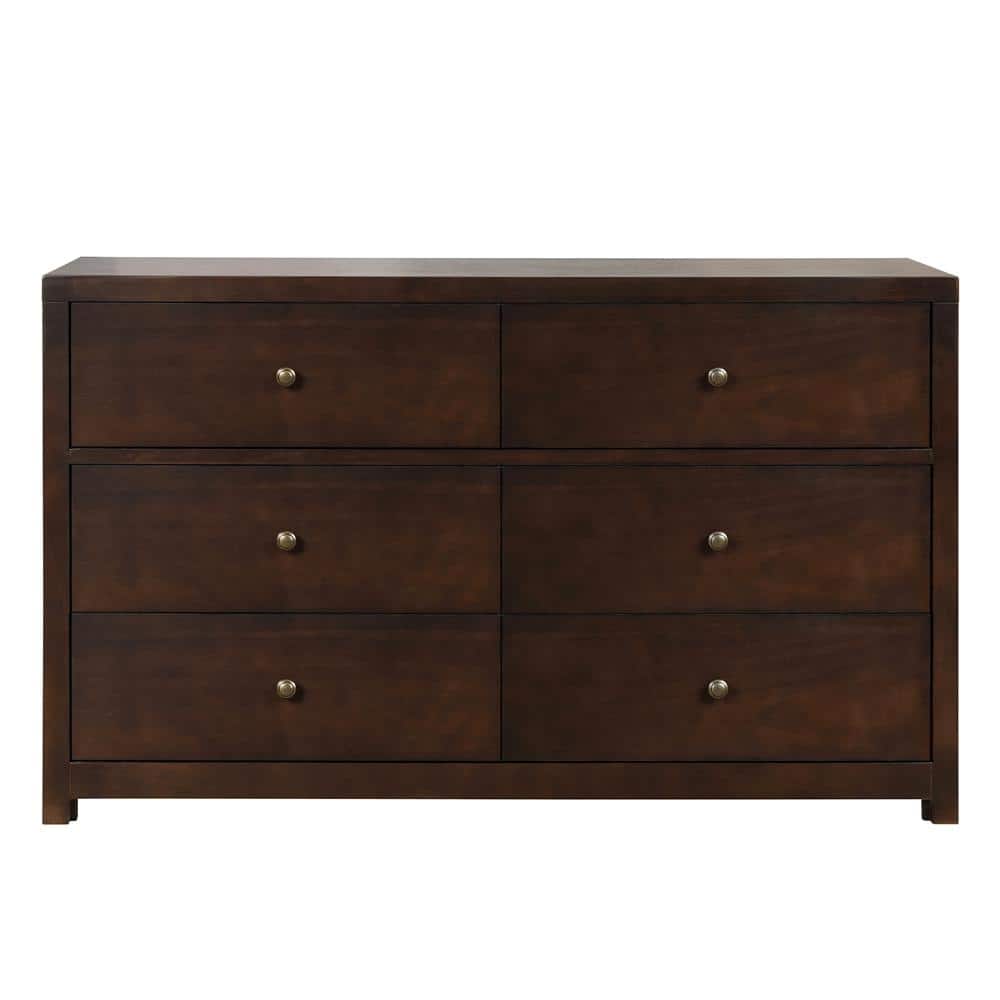 ATHMILE 6-Drawers Brown Chest of Drawers 55 in. W x 34 in H.16 in. D ...