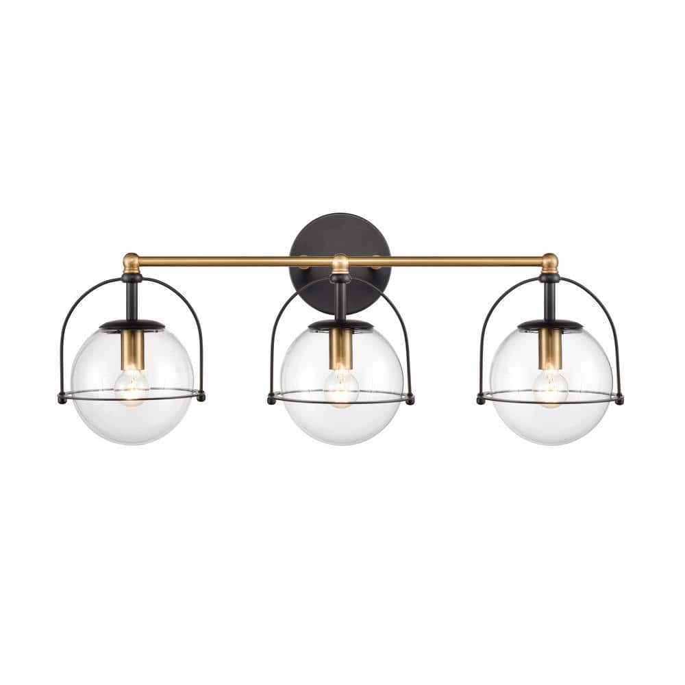 Titan Lighting Lenwood 24 in. W 3-Light Satin Brass Vanity Light with ...