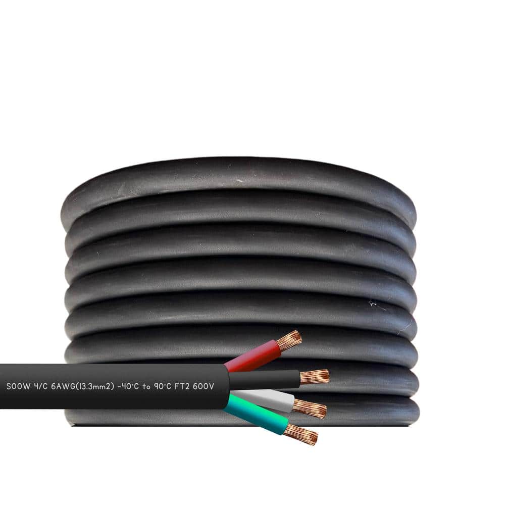WindyNation 6/4-Gauge (AWG) 50 ft. Soow Cable Wire Portable Power 600-Volt 6/4-SOOW-50 - The ...