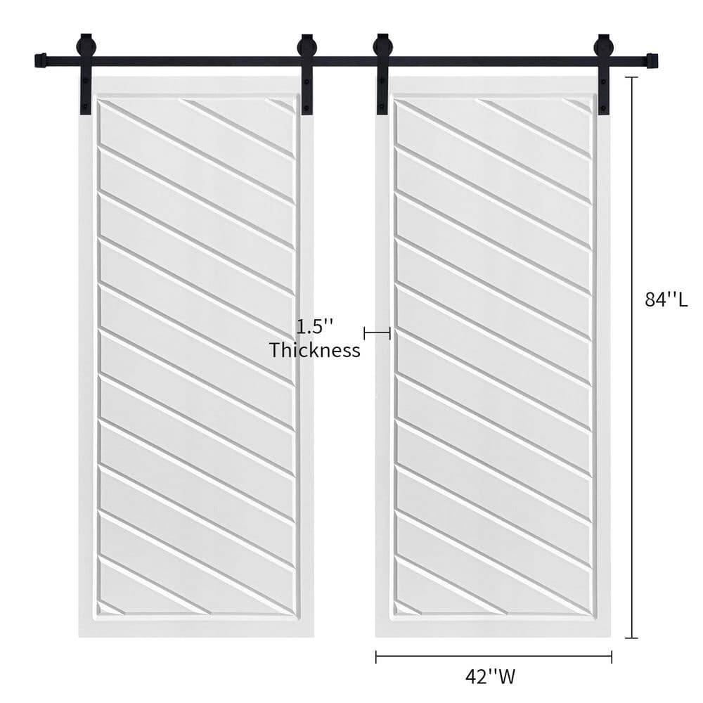 AIOPOP HOME Double Modern Framed Twill 42 in. x 84 in. MDF White Barn ...