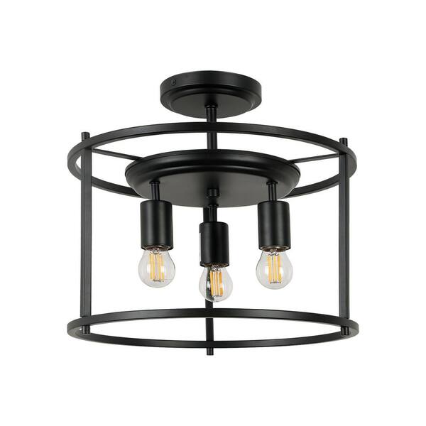 Jushua 2 Pakes 3 Light Matte Black Semi-Recessed Ceiling Lamp, Bulb Not ...
